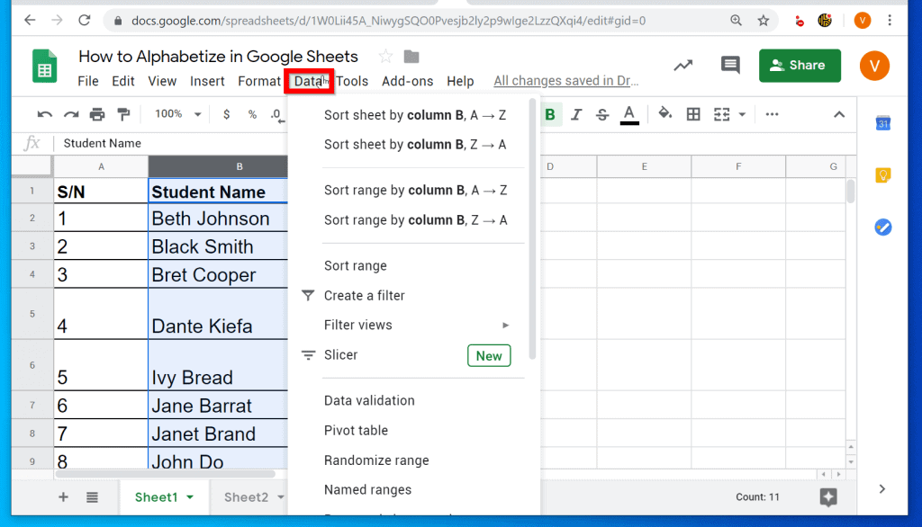 How To Alphabetize In Google Sheets From A PC Or Google Sheets Apps 